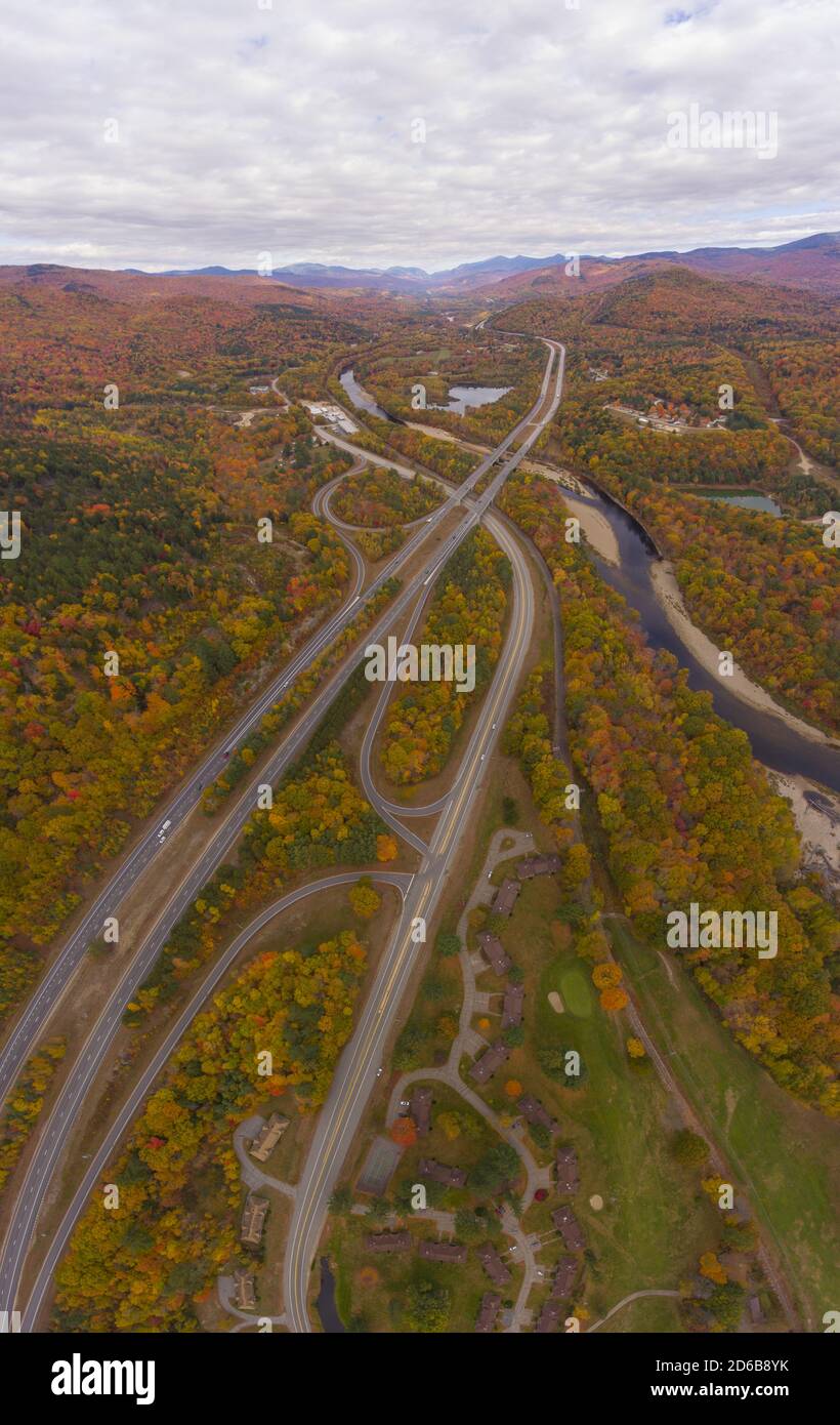 Interstate Highway 93 at Exit 30 with US Route 3 and Pemigewasset River ...