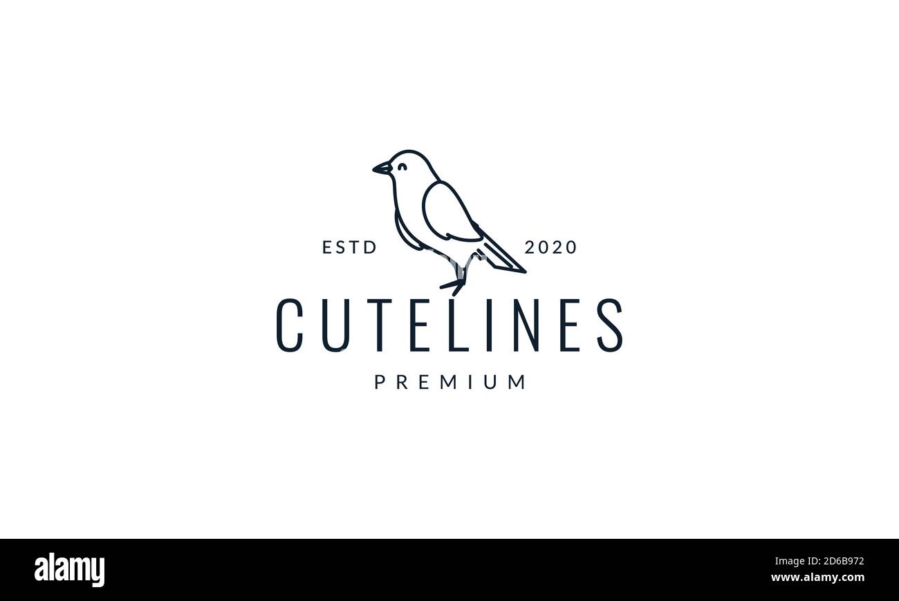 little bird line simple cute logo vector illustration design Stock ...