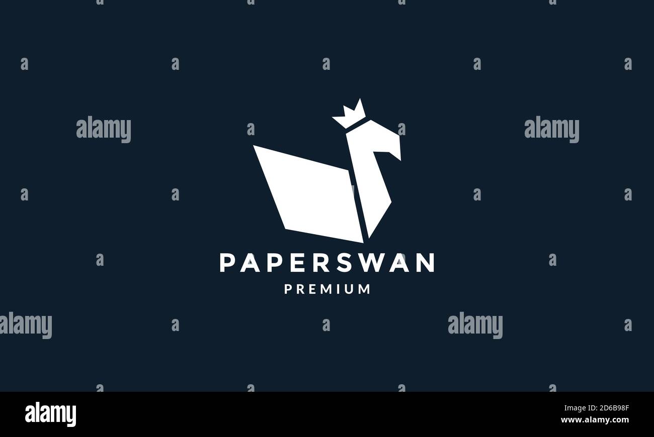 bird swan with paper craft logo vector illustration design Stock Vector ...