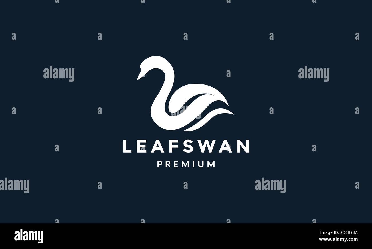 Bird Swan Or Goose With Leaf Water Logo Vector Illustration Design