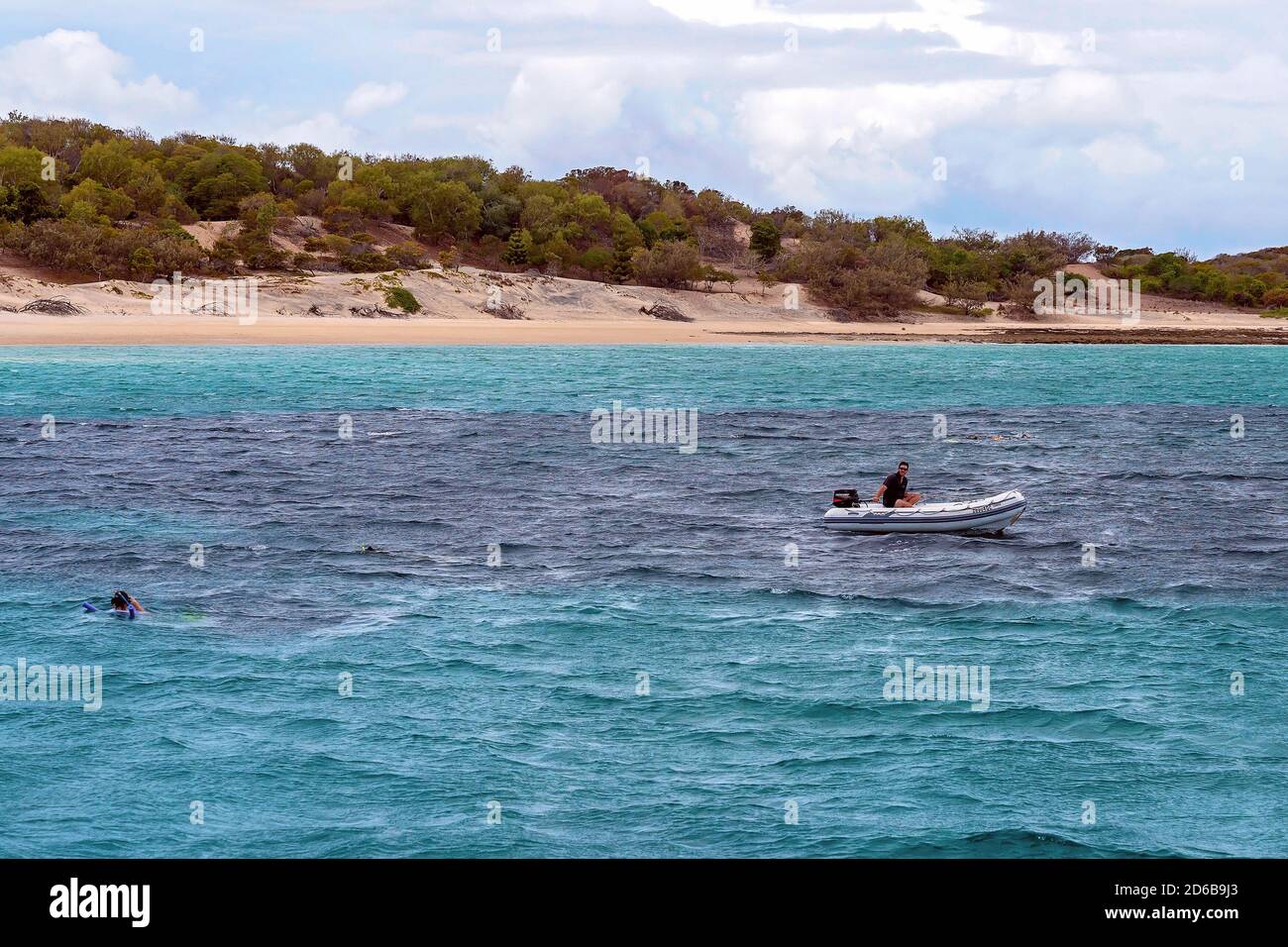 Yeppoon, Queensland, Australia - December 2019: A rescue boat circles ...