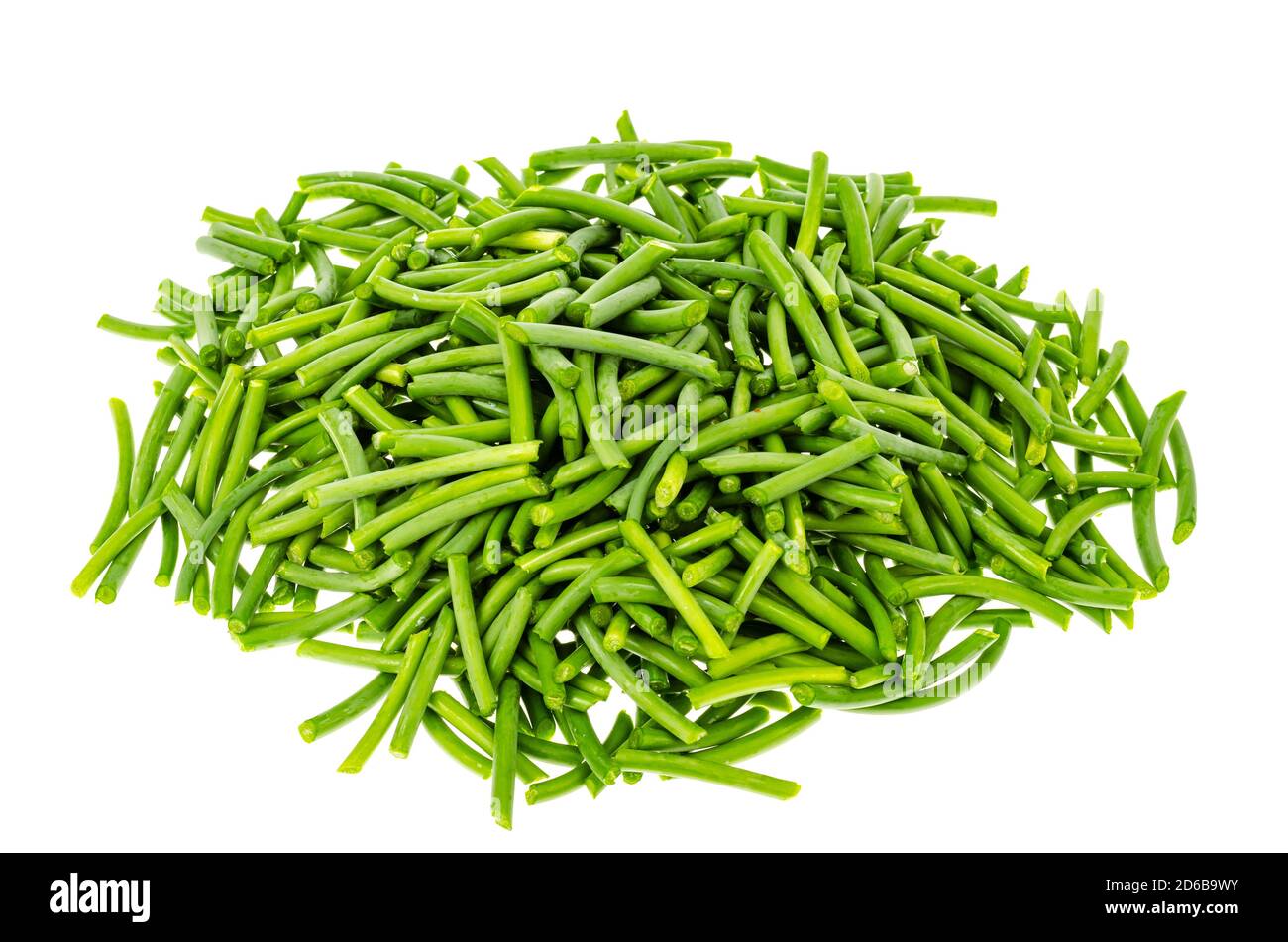 Pile of chopped bean pods slices isolated on white background Stock ...