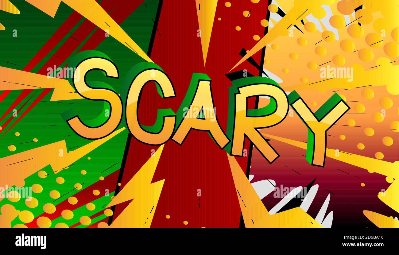 Scary Comic book style cartoon words on abstract colorful comics ...
