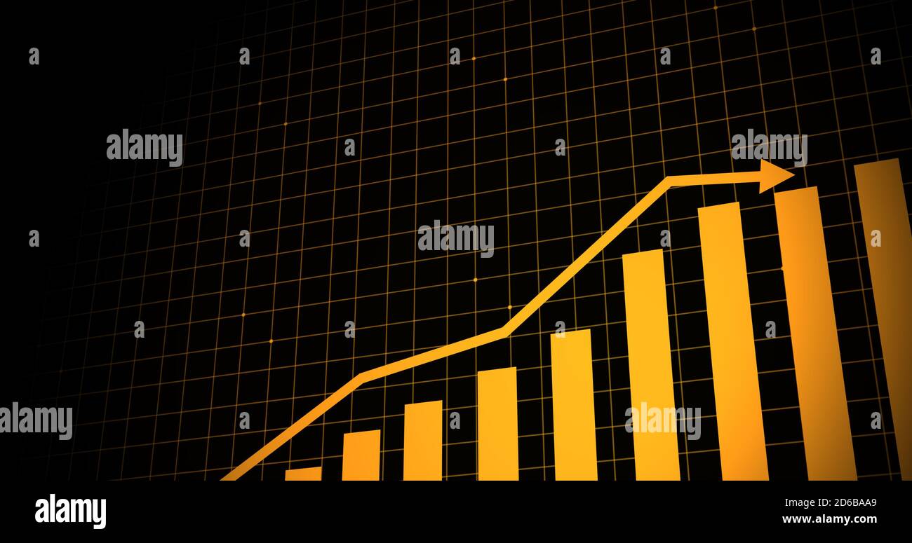 Growth success arrow on grid line. business graph showing 3d arrow ...