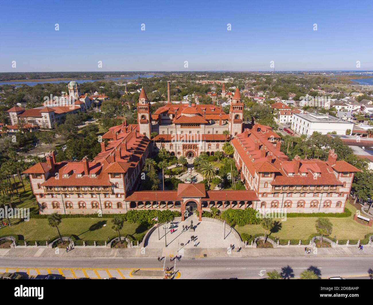 Aerial view of Ponce de Leon Hall of Flagler College in St. Augustine ...