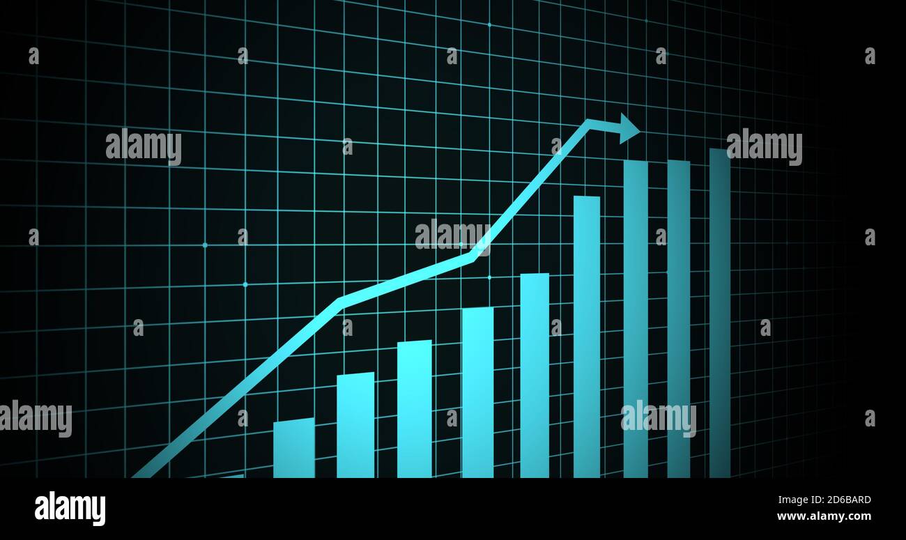 Growing arrow over transparent world map. business graph showing 3d ...