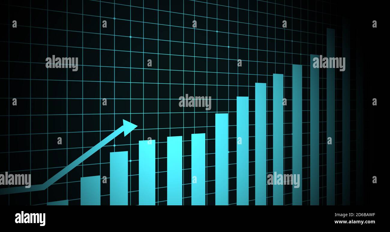 Growing arrow over transparent world map. business graph showing 3d ...