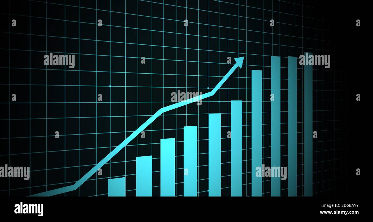 Growing arrow over transparent world map. business graph showing 3d ...