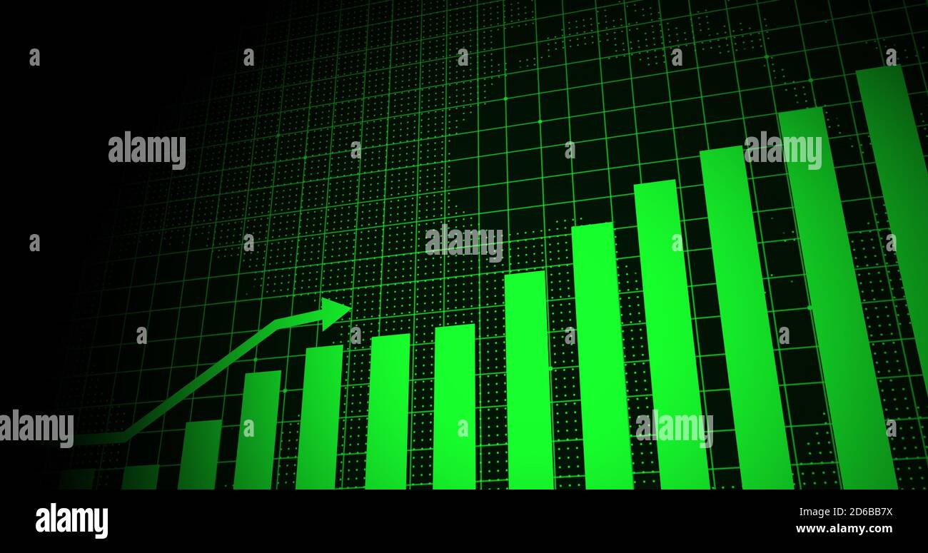 Growing arrow over transparent world map. business graph showing 3d ...
