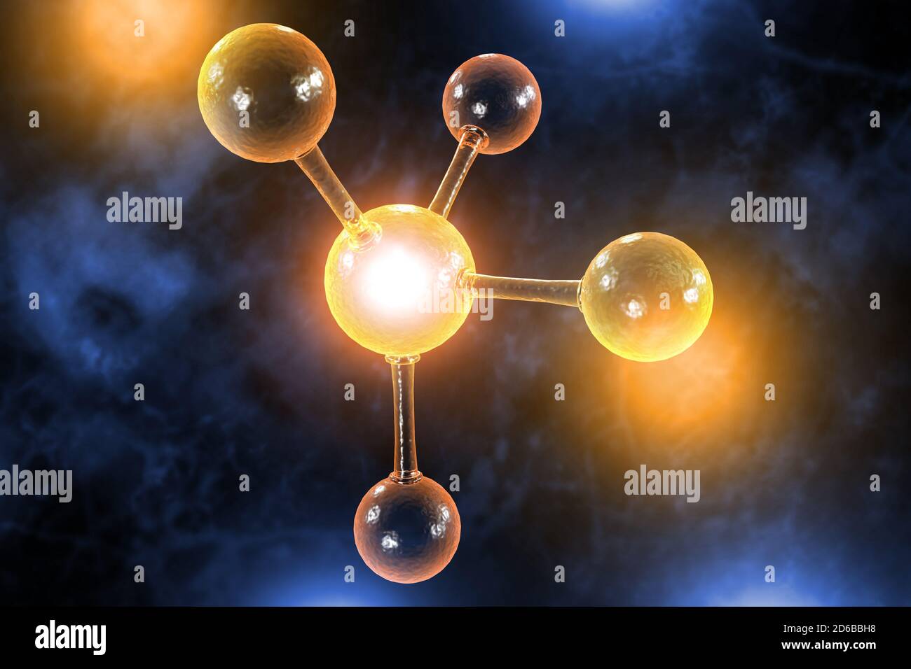 Close up of colorful atomic particle background science 3D illustration ...
