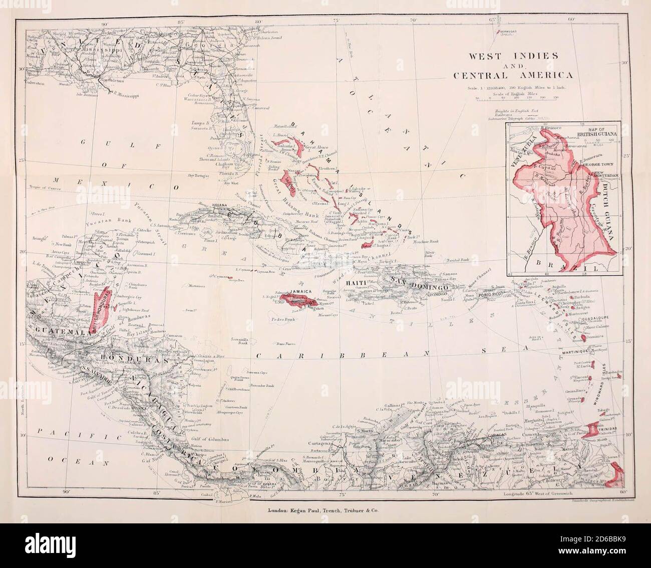 British colonies in West Indies and Central America in 1900 Stock Photo ...
