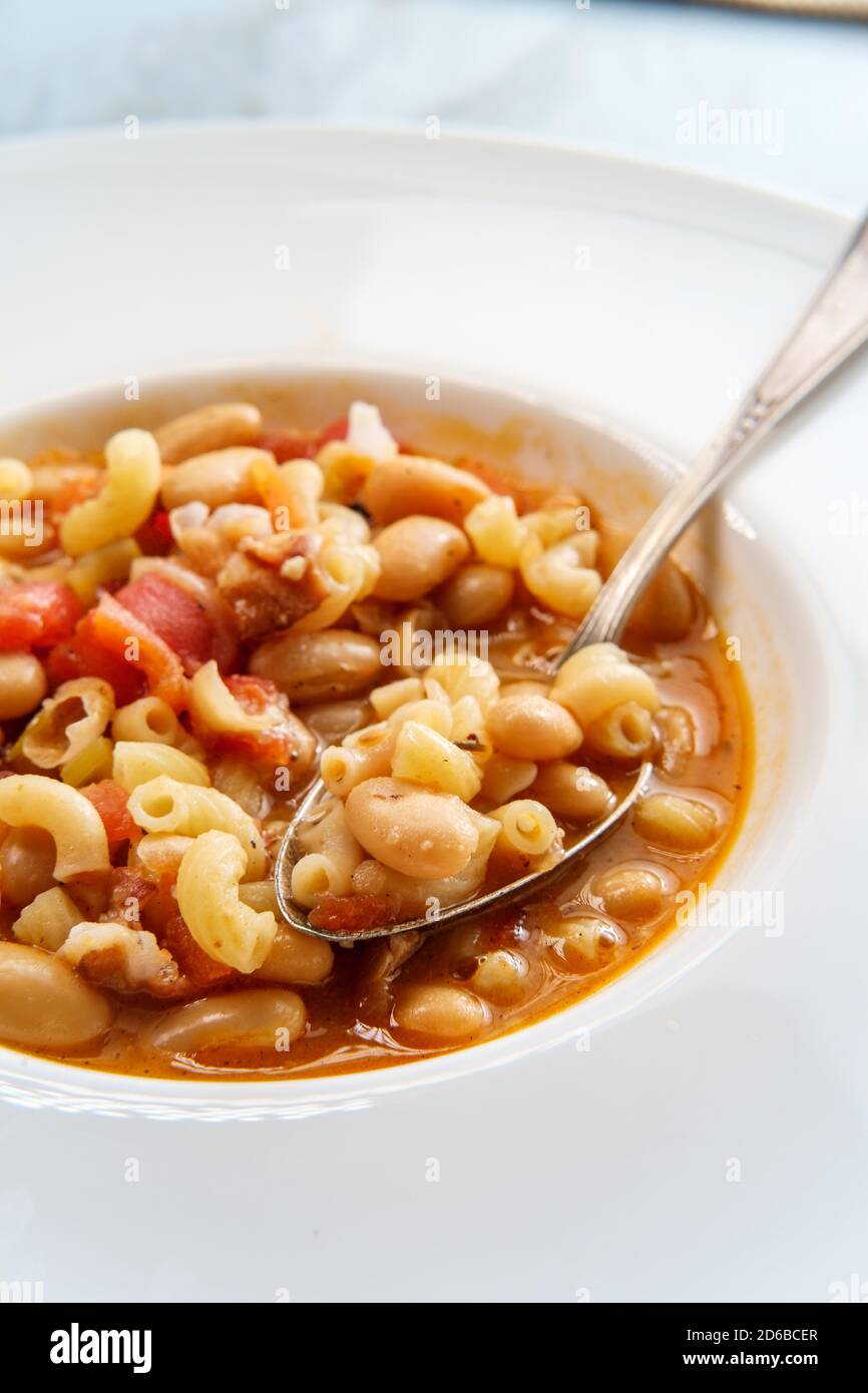 Traditional Italian peasant bean soup pasta e fagioli with gluten-free ...