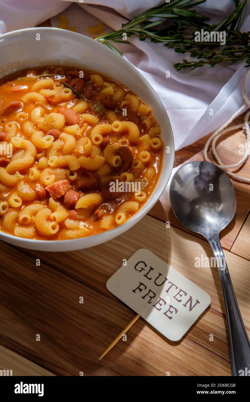 Traditional Italian peasant bean soup pasta e fagioli with gluten-free ...