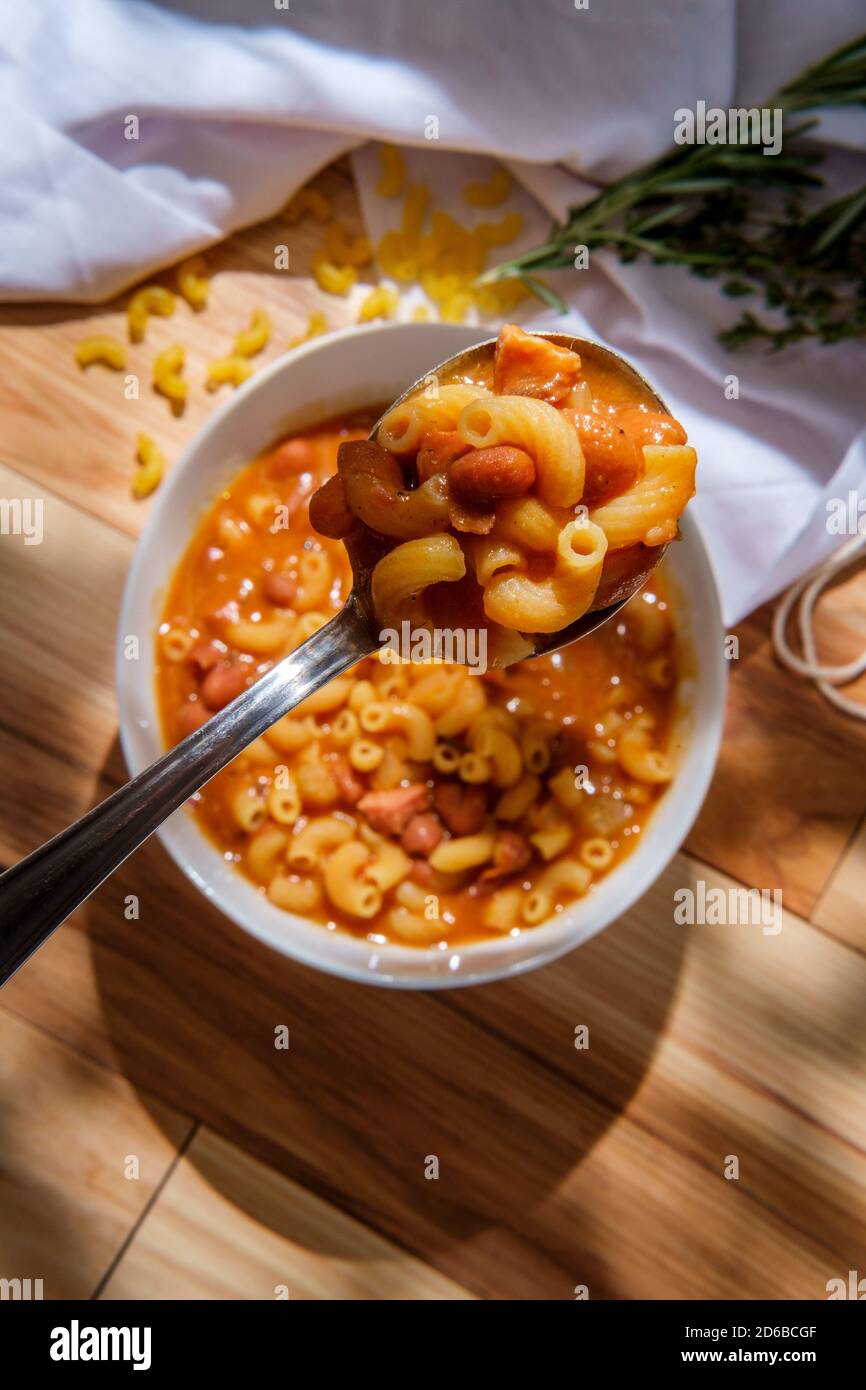 Traditional Italian peasant bean soup pasta e fagioli with gluten-free ...