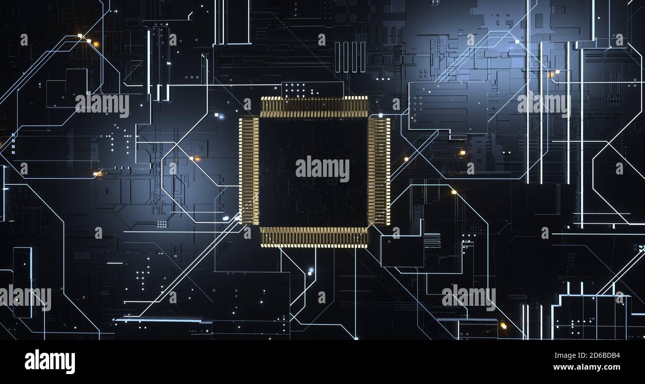 3D rendering cpu on mother board design in CG Stock Photo - Alamy