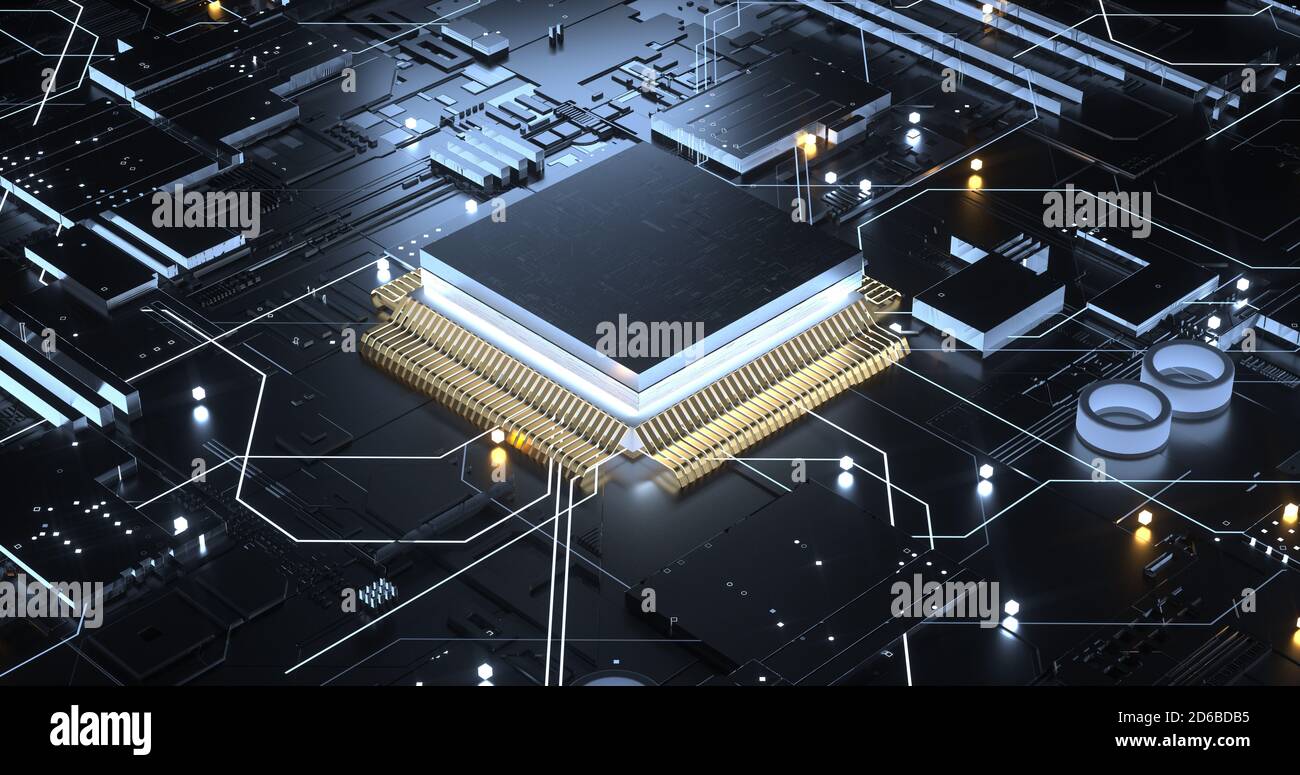 3D rendering cpu on mother board design in CG Stock Photo - Alamy