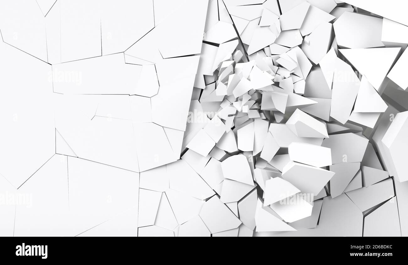3d rendering destruction of wall Stock Photo - Alamy