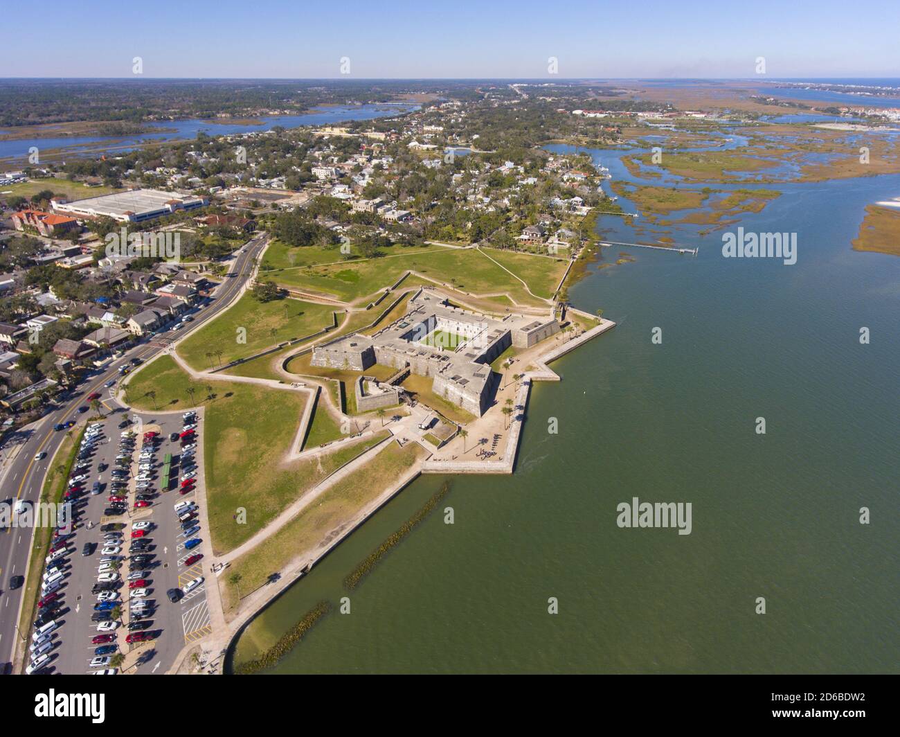 Aerial view of Castillo de San Marcos in St. Augustine, Florida FL, USA ...