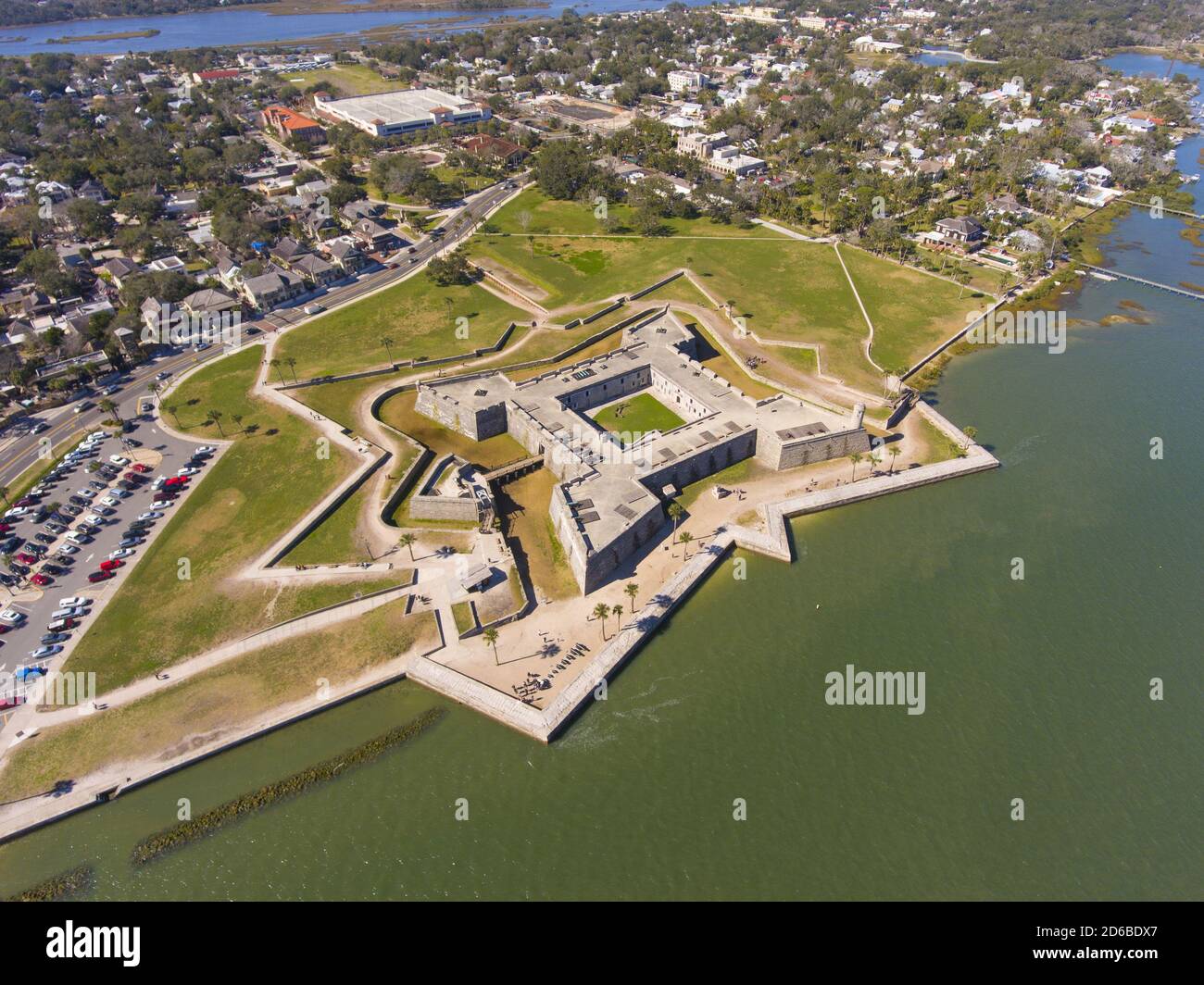 Aerial view of Castillo de San Marcos in St. Augustine, Florida FL, USA ...