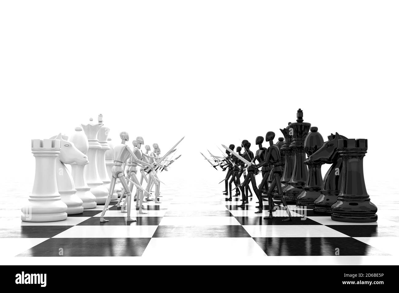 3d rendering Businessman fighting, playing chess Stock Photo - Alamy