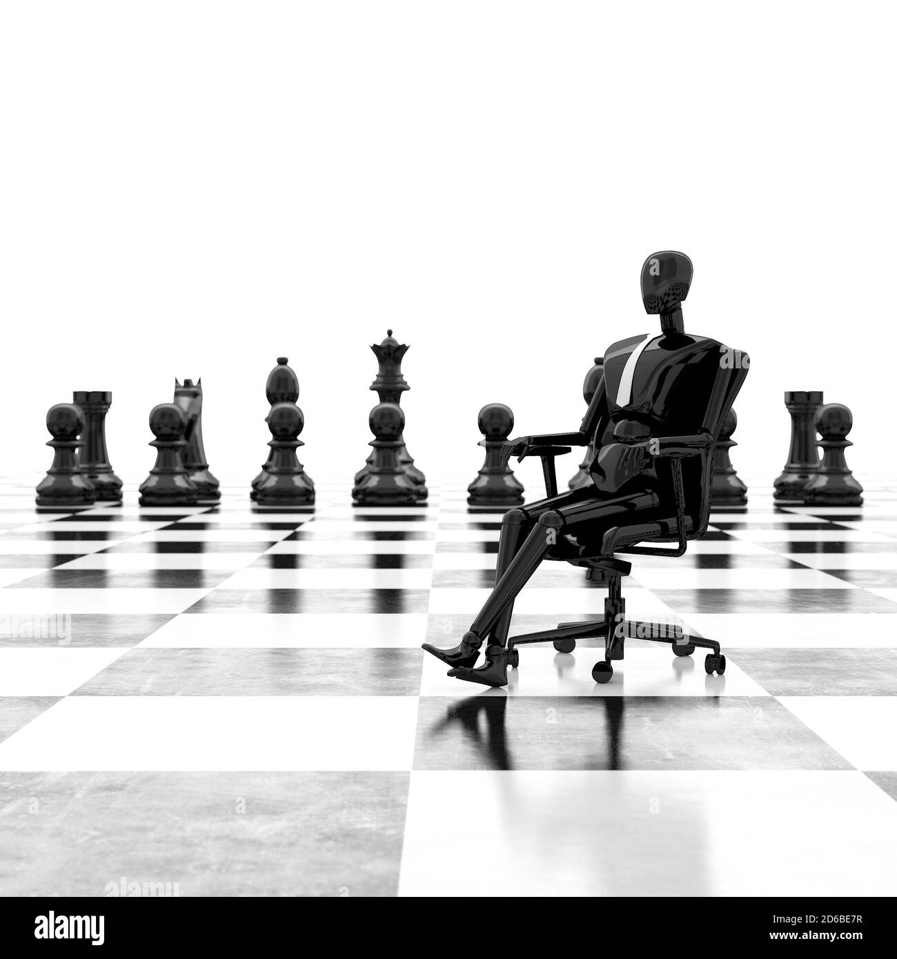 3d rendering businessman sitting on chair leader of chessman Stock ...