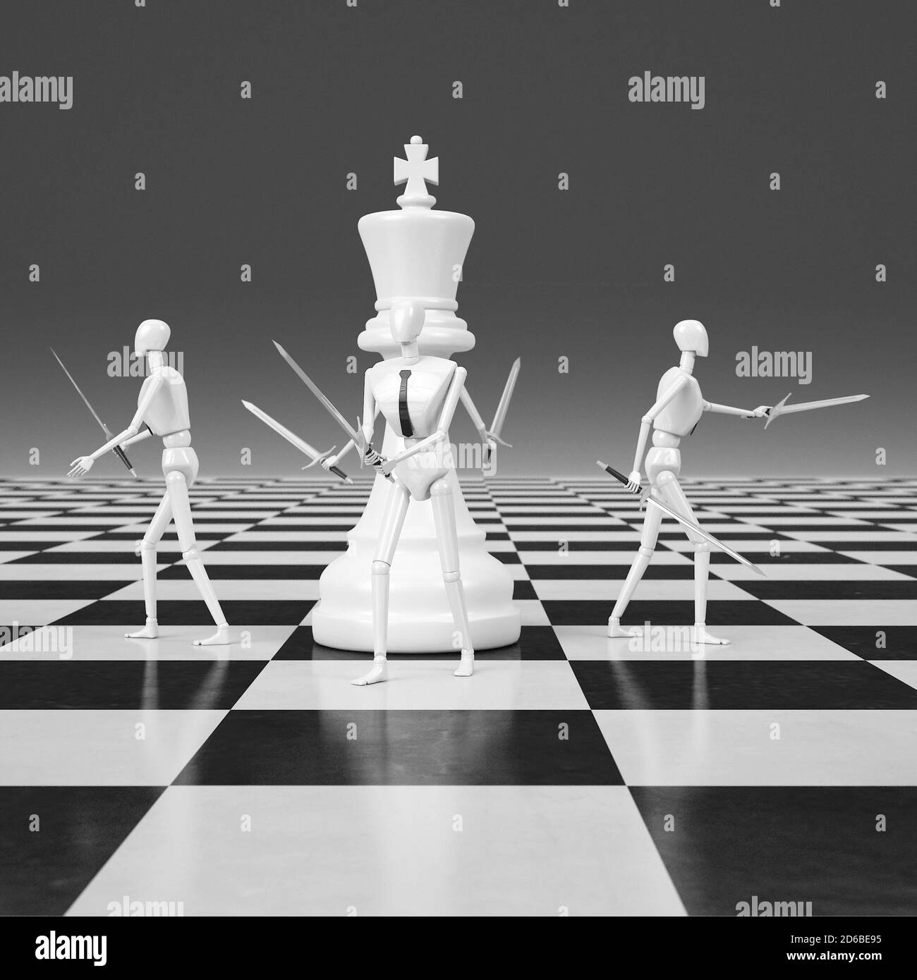 3d rendering Businessman fighting, playing chess Stock Photo - Alamy