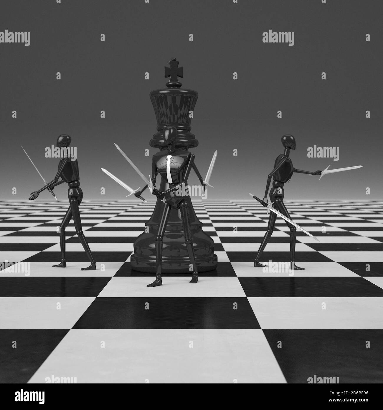 3d rendering Businessman fighting, playing chess Stock Photo - Alamy