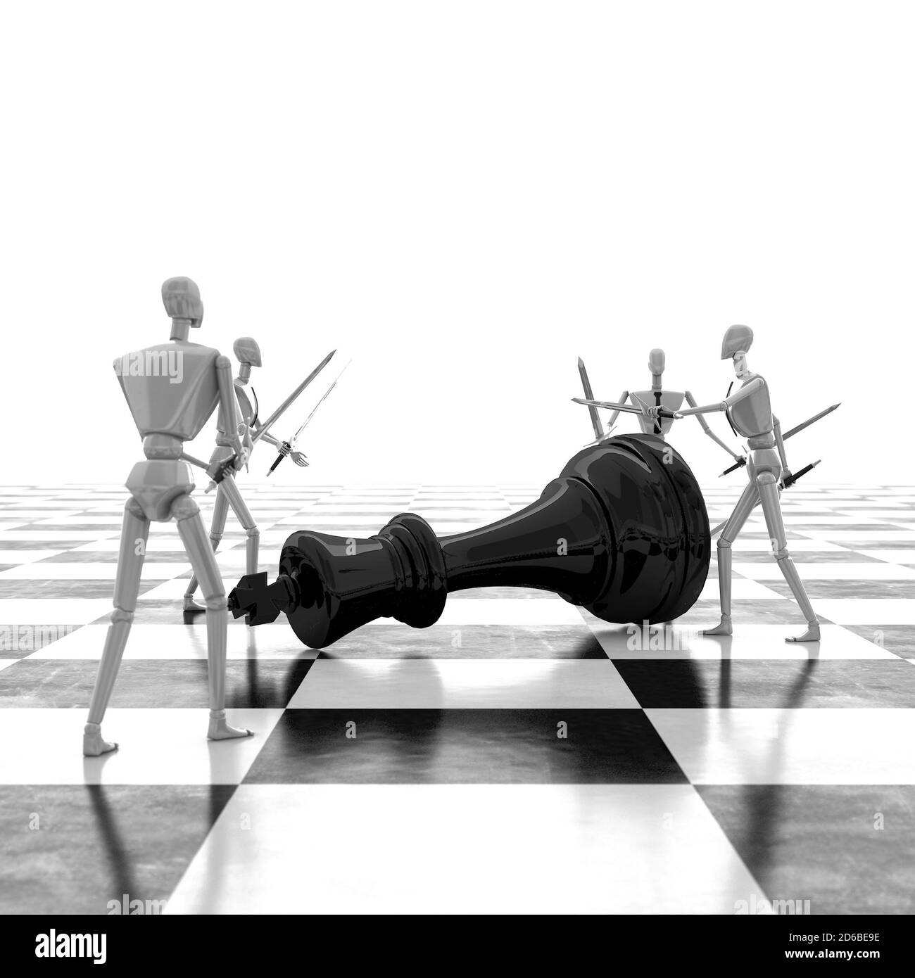 3d rendering Last chessman defeated Stock Photo - Alamy