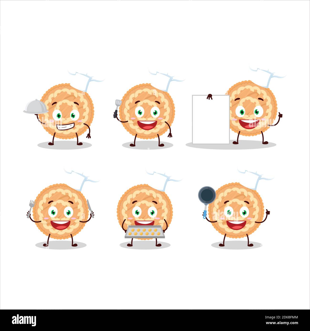 Cartoon character of potatoes pie with various chef emoticons Stock ...
