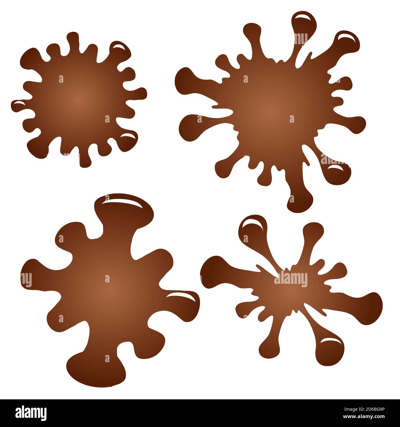 Set of chocolate splashes. Sweet choco drops. The object is separate ...