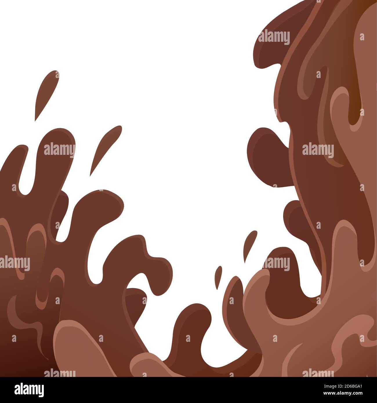 Sweet waves of chocolate on white background. Streams and drops of ...