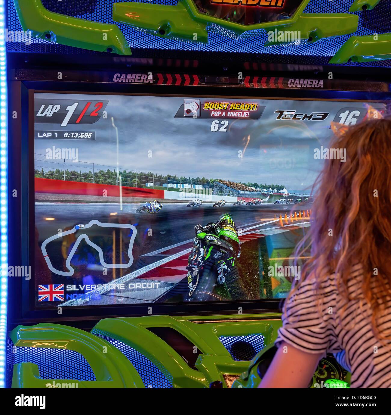 Mackay, Queensland, Australia - February 2020: A young girl riding a ...