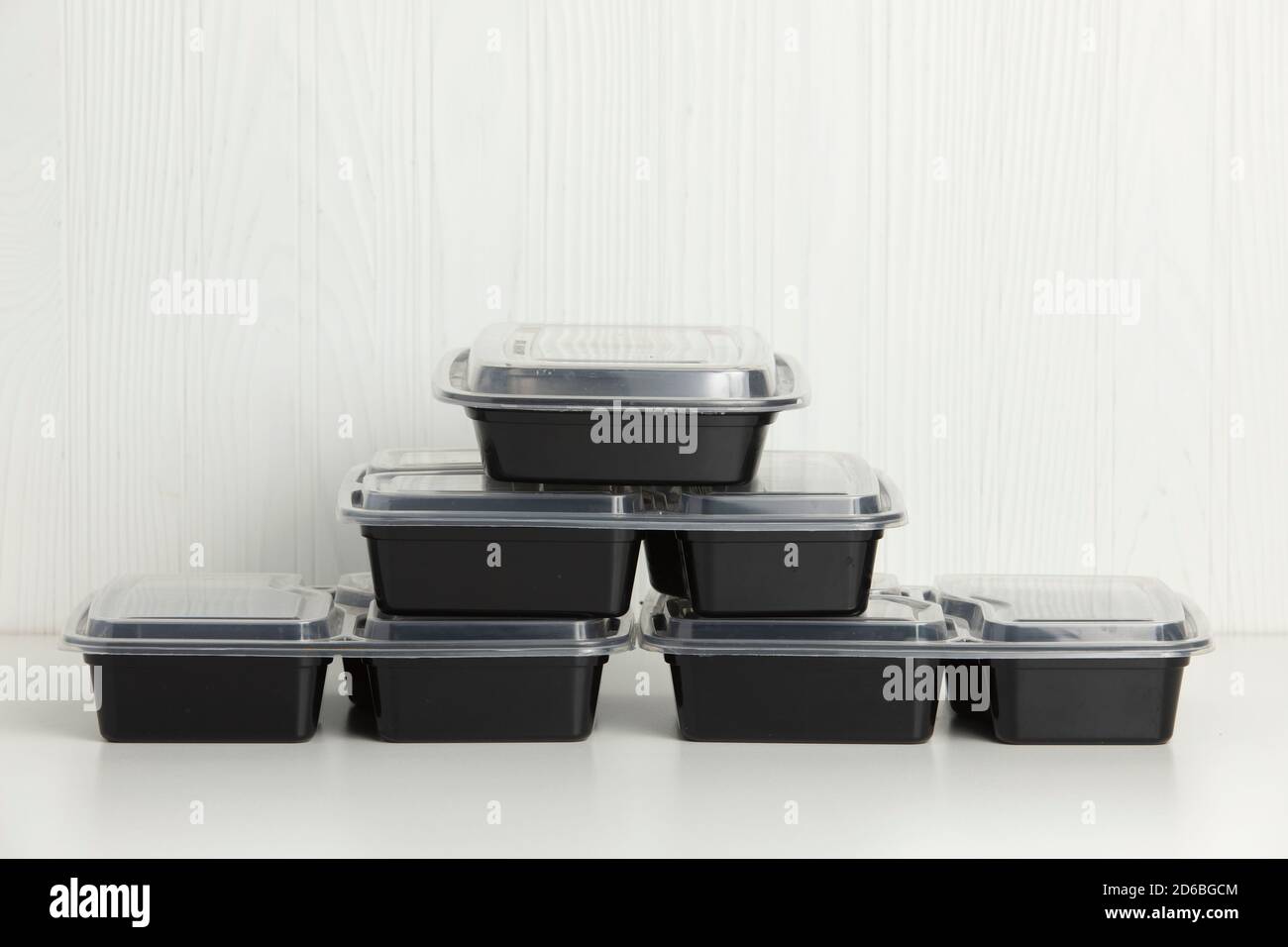Plastic containers on a white background. Recycling plastics. Reusable ...