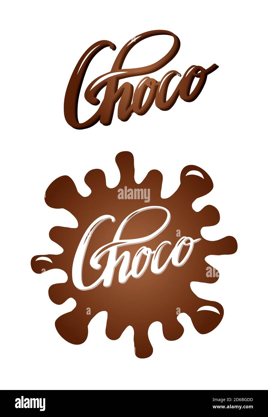 Choco lettering set. Brush calligraphy. Chocolate inscription with ...