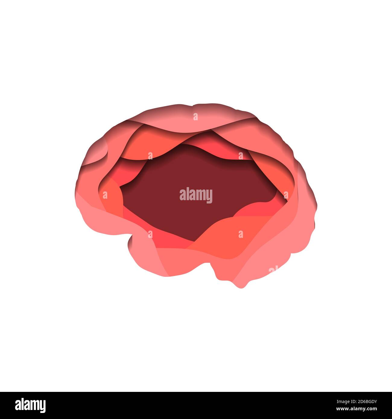 Layered human brain cut out of paper on white background. Paper cut ...