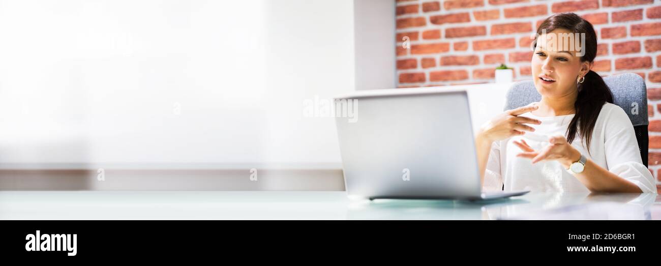 Elearning Video Conference Webinar On Business Laptop Stock Photo - Alamy