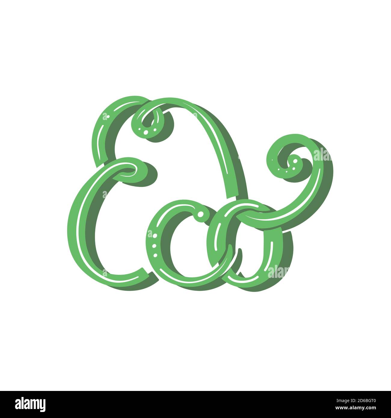 Eco brush lettering. Green ecological inscription with decoration ...
