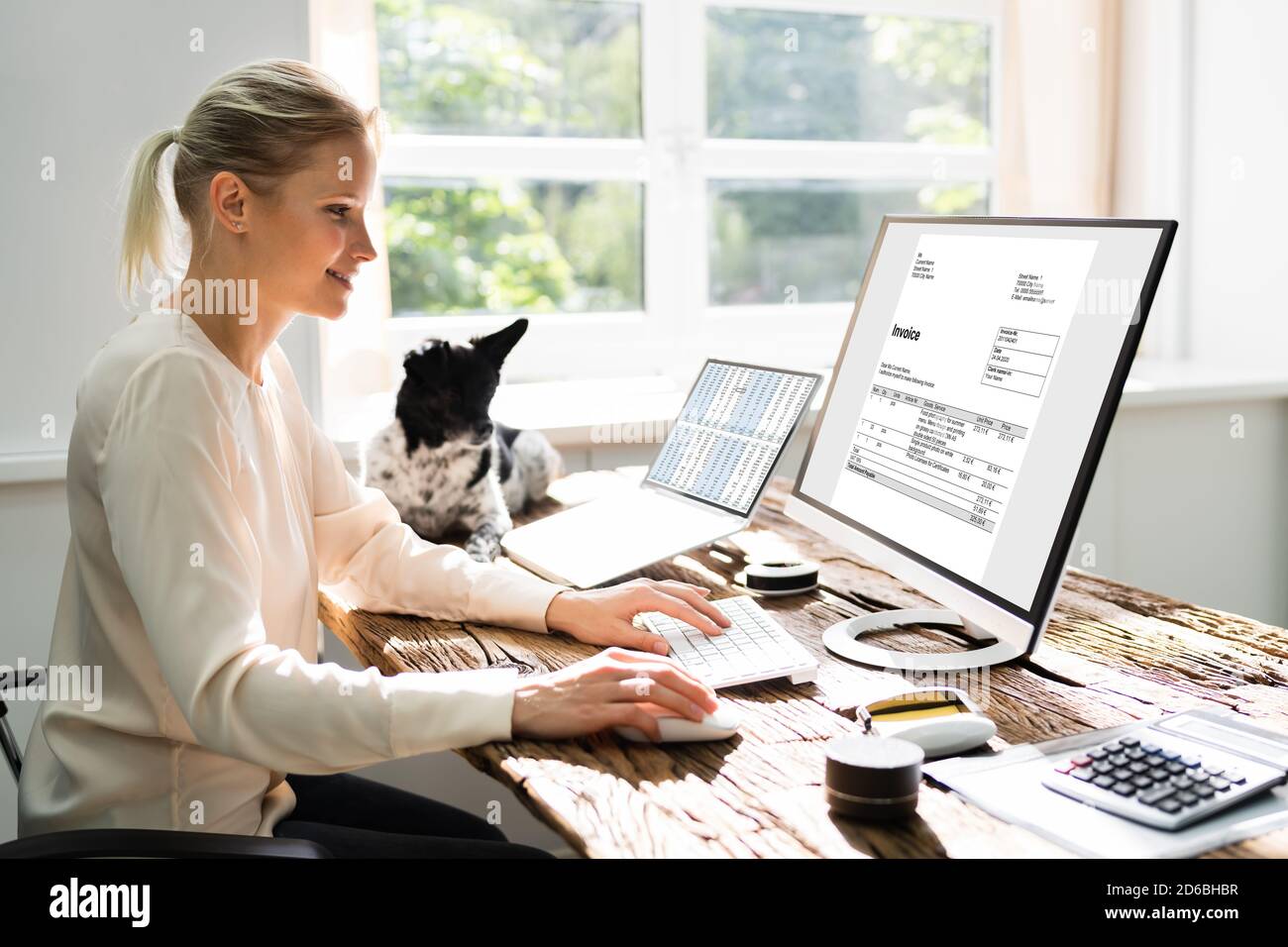 Online Electronic Invoice Management On Desktop Computer Stock Photo ...