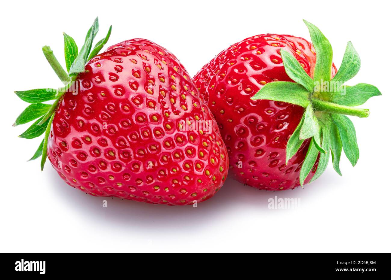 Two strawberries isolated on a white background Stock Photo - Alamy