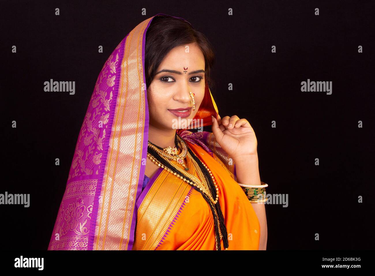 beautiful Indian Model Maharashtrian bridal look Stock Photo - Alamy