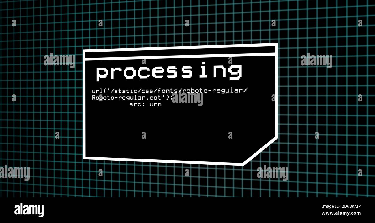 Programing Coding Process On Terminal Control Panel Data Processing Panel With Grid Line Over