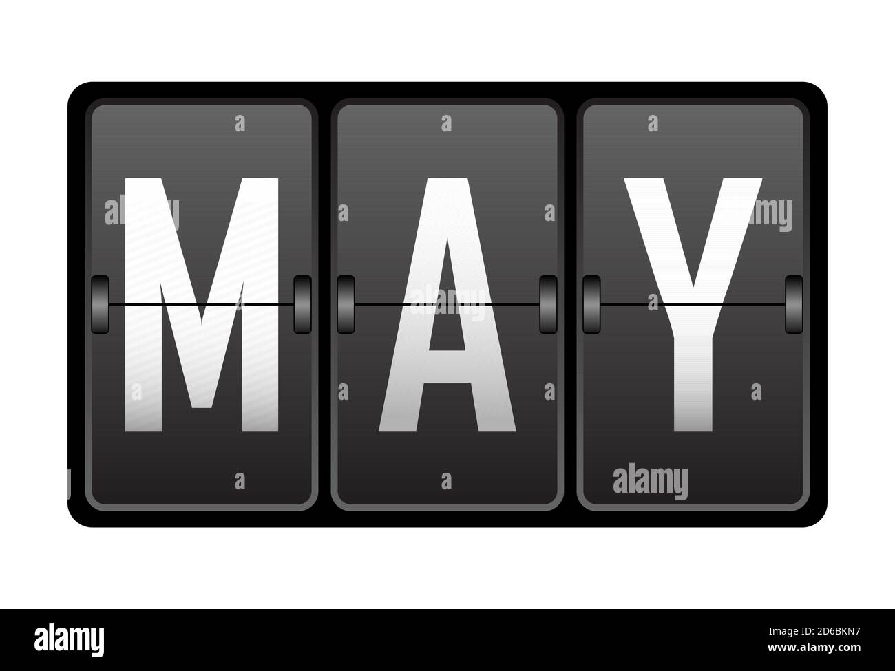 May. Name of the month on the cells of the mechanical tableau. Vector ...