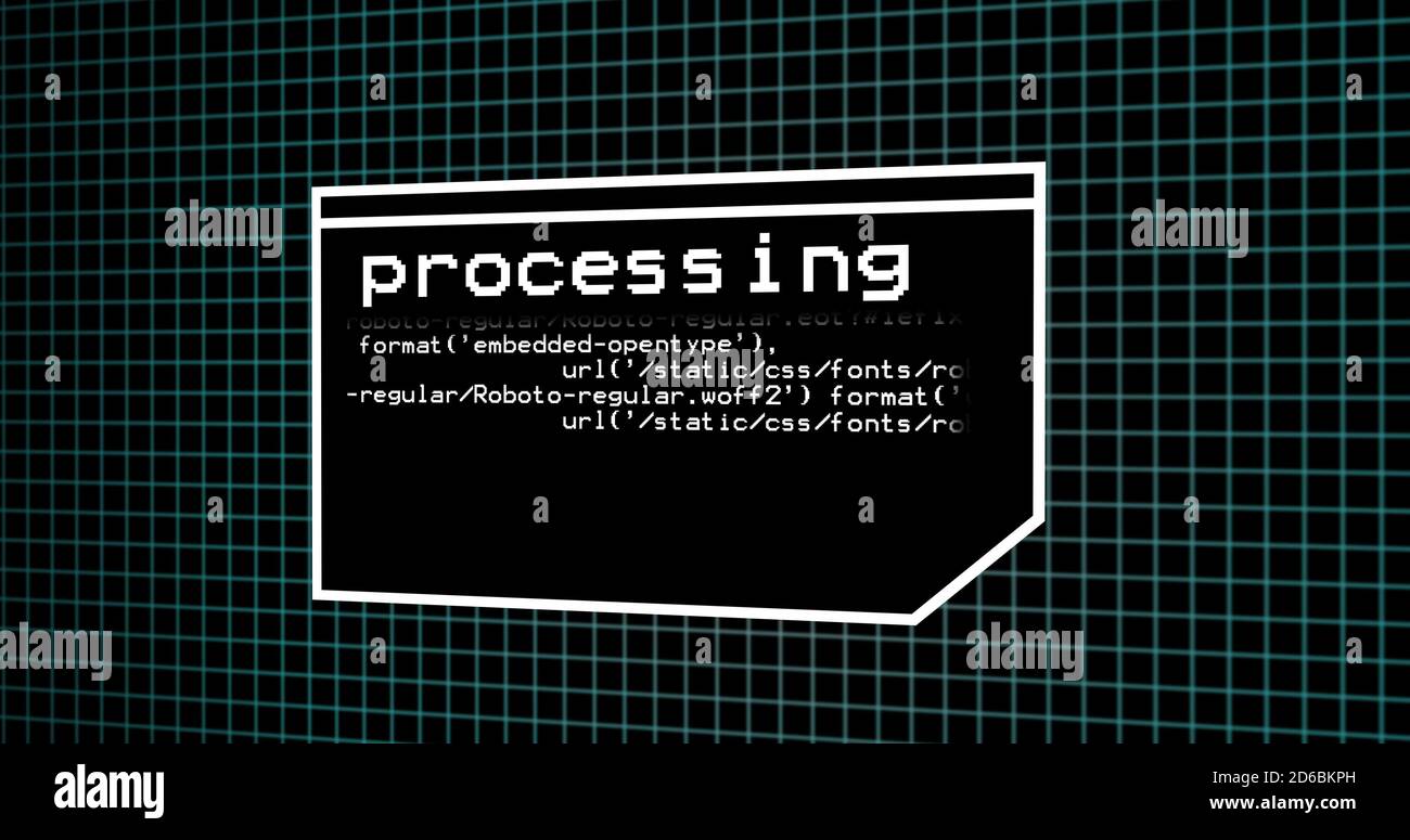Programing Coding Process On Terminal Control Panel Data Processing Panel With Grid Line Over