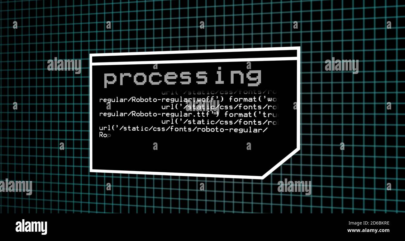 Programing coding process on terminal control panel. Data processing ...