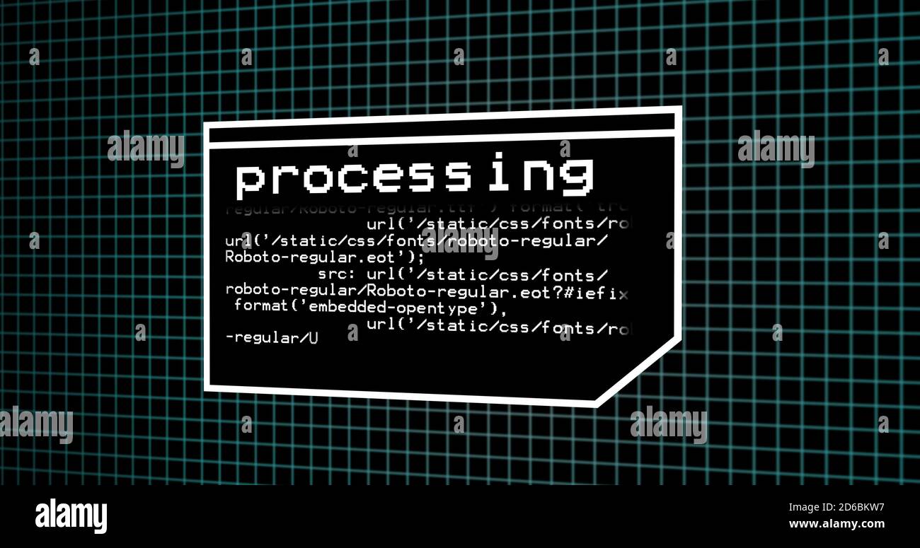 Programing coding process on terminal control panel. Data processing ...