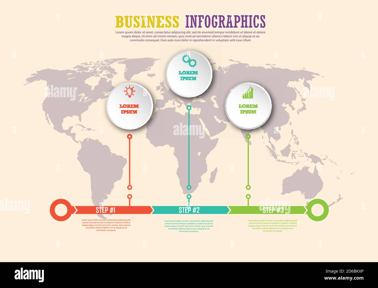 Infographic template with visual icons. 3 steps for modeling a business ...