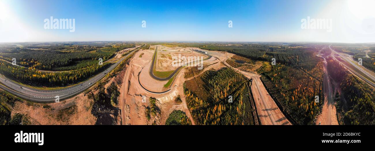 Aerial panoramic view of the race track in Finland Stock Photo - Alamy