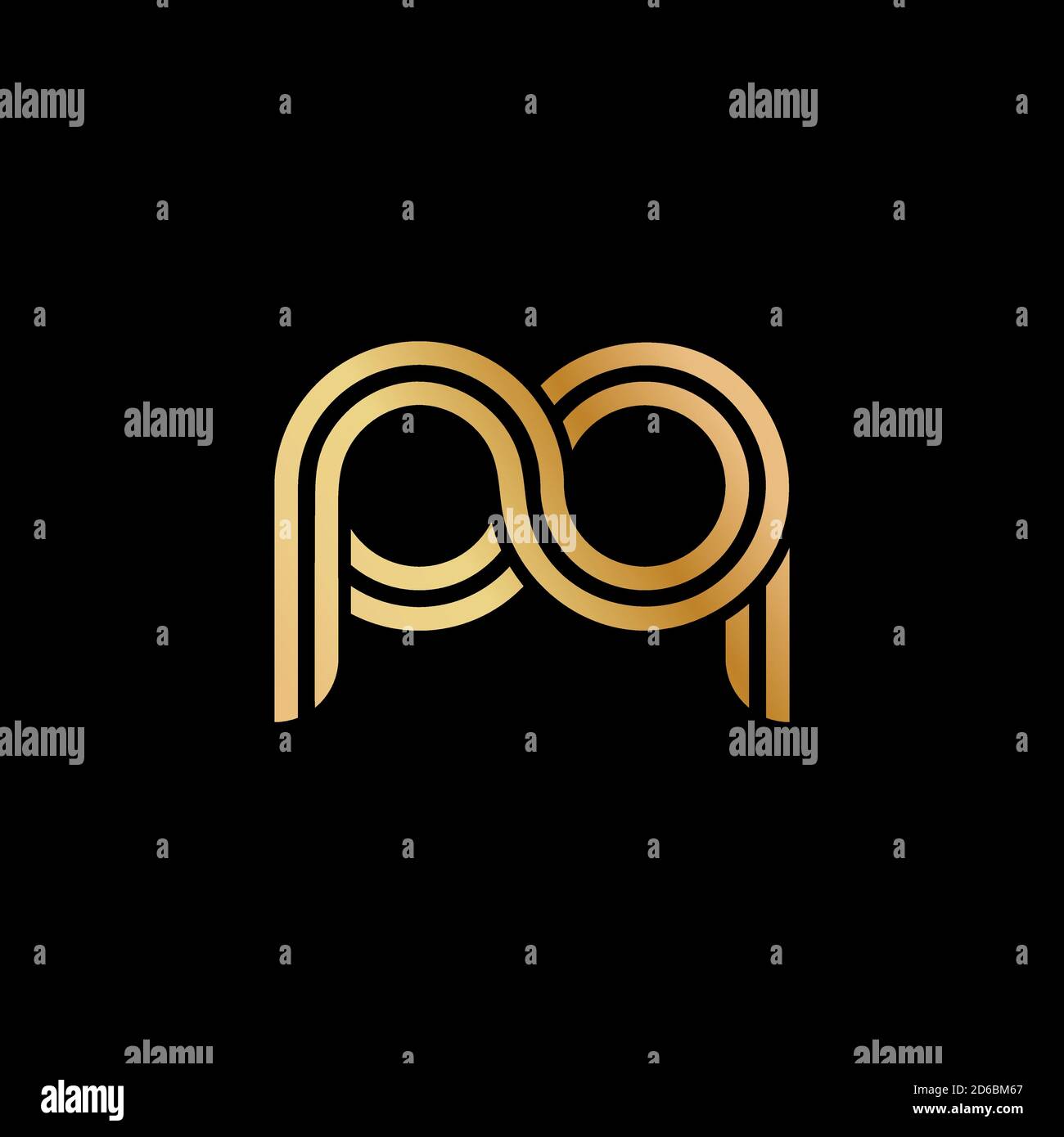 Lowercase letters p and q. Flat bound design in a Golden hue for a logo ...