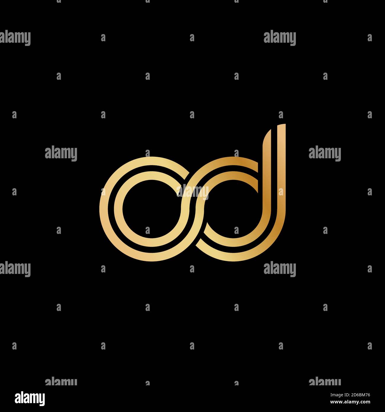 Lowercase letters o and d. Flat bound design in a Golden hue for a logo ...
