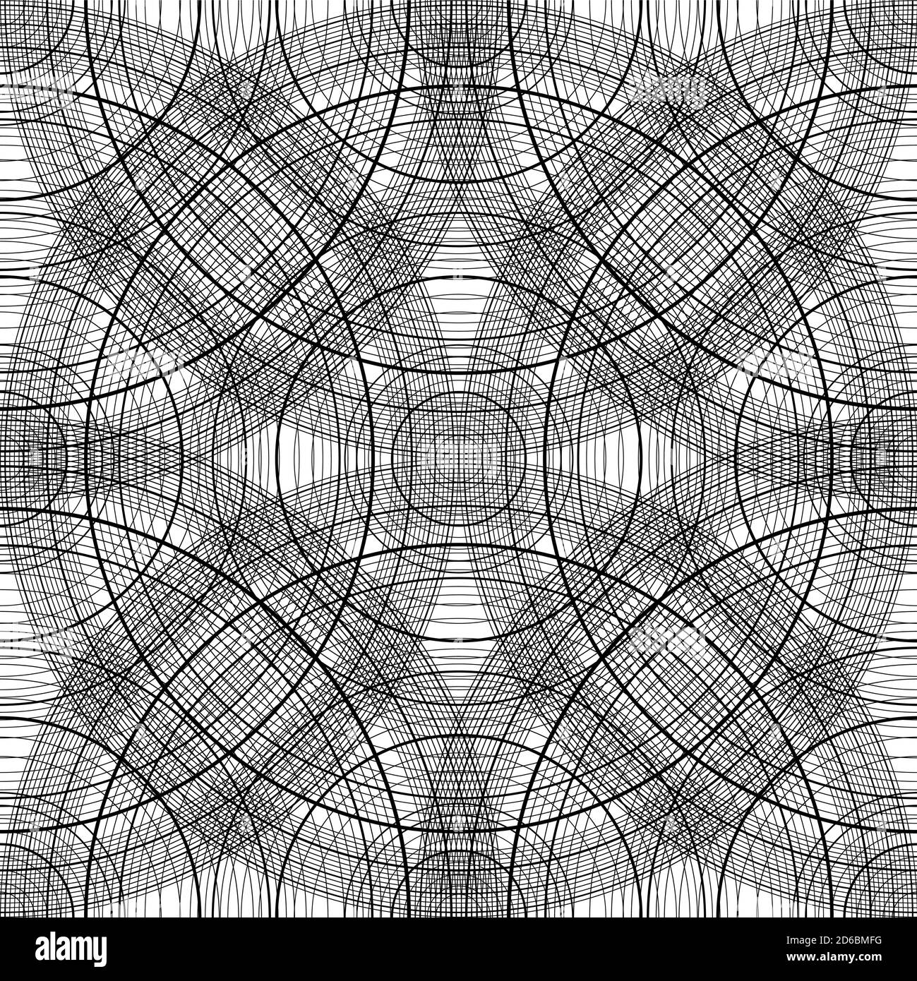 Seamless pattern with concentric circles. Black-white background scheme ...